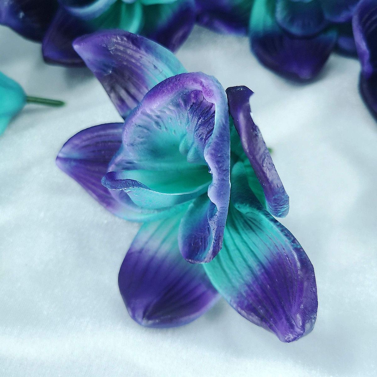 Lily Garden Big Orchids Flower Head Blue and Purple Cymbidiums Hybridum 5" Real Touch Artificial Flowers Wholesale 24pcs