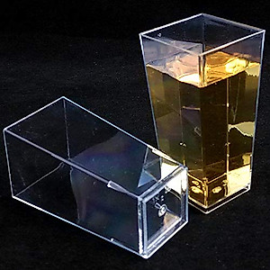 LSR LORESO Tall Square Clear Plastic Dessert Cup, 3 oz Pack of 96 -Mini Cups for Serving Tasting Party Desserts, Appetizers, and Small Portions, Trifle Bowl Tumbler - Reusable 96CT