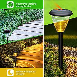 ASFSKY Solar Pathway Lights Outdoor Waterproof with 2 LEDs Project Beautiful Pattern On The Ground Light The Way for Yard Garden Path Walkway Warm White and Color Changing (Set of 2) …
