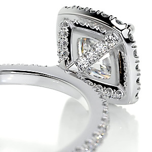 Solid Gold Handmade Engagement Ring 3 CT Radiant Cut Moissanite Diamond Halo Bridal Wedding Rings for Anniversary Propose Gift (10K Solid White Gold)