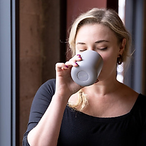 Fellow 12 oz Carter Wide Travel Mug - Wide Mouth Vacuum-Insulated Stainless Steel Coffee Mug - Tea and Coffee Tumbler - Travel Coffee Mug with Ceramic Interior - Matte Grey