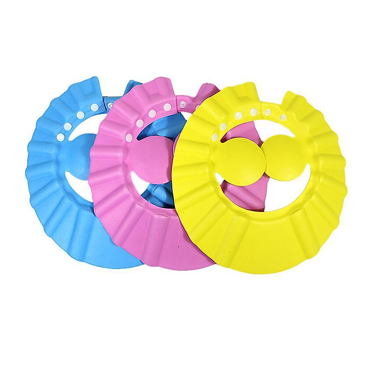 3PCS Soft Adjustable Bath Accessories Shampoo Shower Cap Hat with Earmuff Cover Hair Washing Shield Hat Hair Cutting Protector for Baby Kids Toddler Children(Color Random)