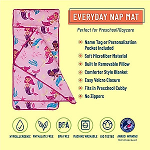 Wildkin Day2Day Backpack, Lunch Box Bag with Nap Mat Bundle (Groovy Mermaids)