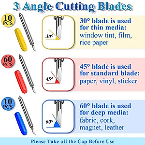 Cludoo 80PCS Replacement Blades for Cricut Blades for Explore Air 2/Air 3/Maker/Maker 3/Expression, 60PCS 45° Standard Blades, 10 PCS 30° Fine Point Blades and 10 PCS 60° Deep Cut Blades