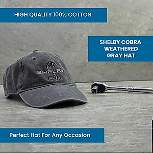 Shelby Snake on Grey Cap Hat | Officially Licensed Shelby® Product | Adjustable, One-Size Fits All