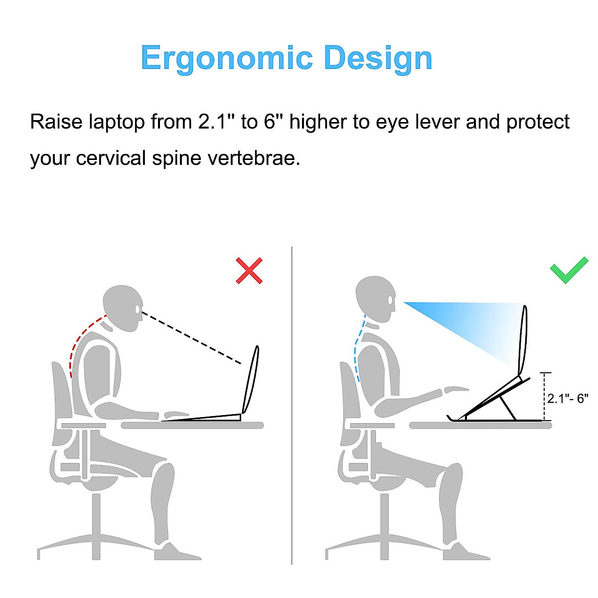 JARLINK Adjustable Laptop Stand, Foldable Aluminum Desktop Laptop Riser Compatible with MacBook Air Pro, HP, Lenovo, Dell, More Tablet (up to 15.6 inches), Black