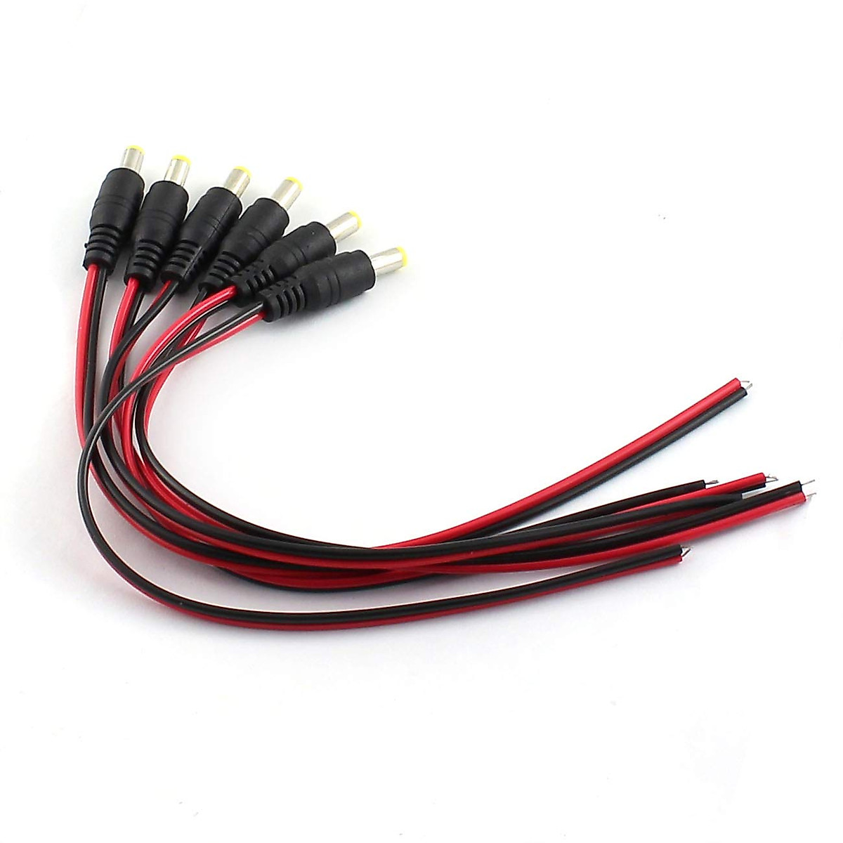 ZRM&E 6PCS 5.5x2.1mm DC Power Pigtail Cable Male Plug Connector for CCTV Security Camera