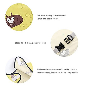 Jarafom Baby Weaning Bibs anti-dirty Highchair Waterproof Sleeved Bib Set Stain Odor Resistance Play Smock Apron 6-36 Months (long sleeves - Yellow fox)