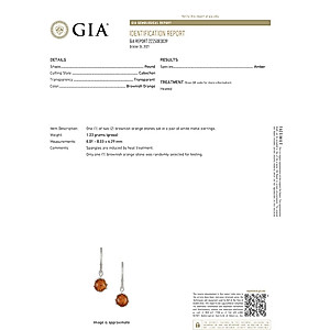 GIA Certified Sterling Silver and Baltic Honey Amber French Leverback Round Earrings