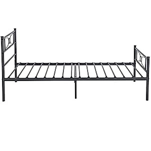 Metal Twin Bed Frames with Headboard for Boys Girls Adults Twin/Single Size Bed Frame No Box Spring Needed - Platform Beds Mattress Foundation with Storage for Student Teenager-Black