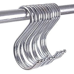 Z ZICOME Stainless Steel S Shaped Hooks for Closet Kitchen Garden Storage Organization, Silver, 12 Pack