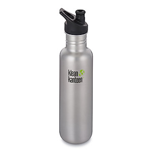 Klean Kanteen Classic Stainless Steel Single Wall Non-Insulated Water Bottle with Sport Cap, 27-Ounce, Brushed Stainless