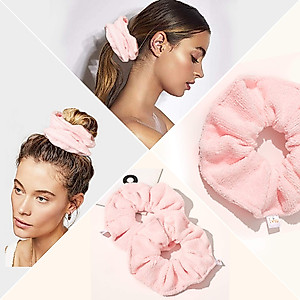 Ivyu Microfiber Hair Drying Scrunchies Towel Fiber Large Big Scrunchie for Curl Hair for Shower Wet Anti Frizz Hair Products Absorbent Fast Terry Cloth Sleep Scrunchy