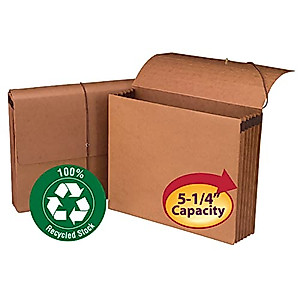 Smead 100% Recycled Expanding File Wallet with Flap and Cord Closure, Reinforced, 5-1/4" Expansion, Letter Size, Redrope, 10 per Box (71198)