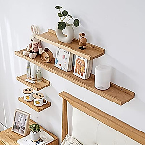 TRWISWDC Floating Shelf for Wall Natural Oak Wood Wall Shelves 24 inches, Display Picture Ledge Shelf for Bedroom Living Room Bathroom Office Kitchen Wall Storage Shelves