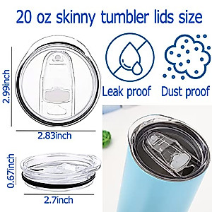 20 oz Skinny Tumbler Replacement Lids 10 Pack, HeyMoly Plastic Splash Resistant Lids Covers Spill Proof for Skinny Tumbler Lid 20 oz, Clear Cup Covers for 2.76 Inch Mouth Tumbler Cooler 10 Pack
