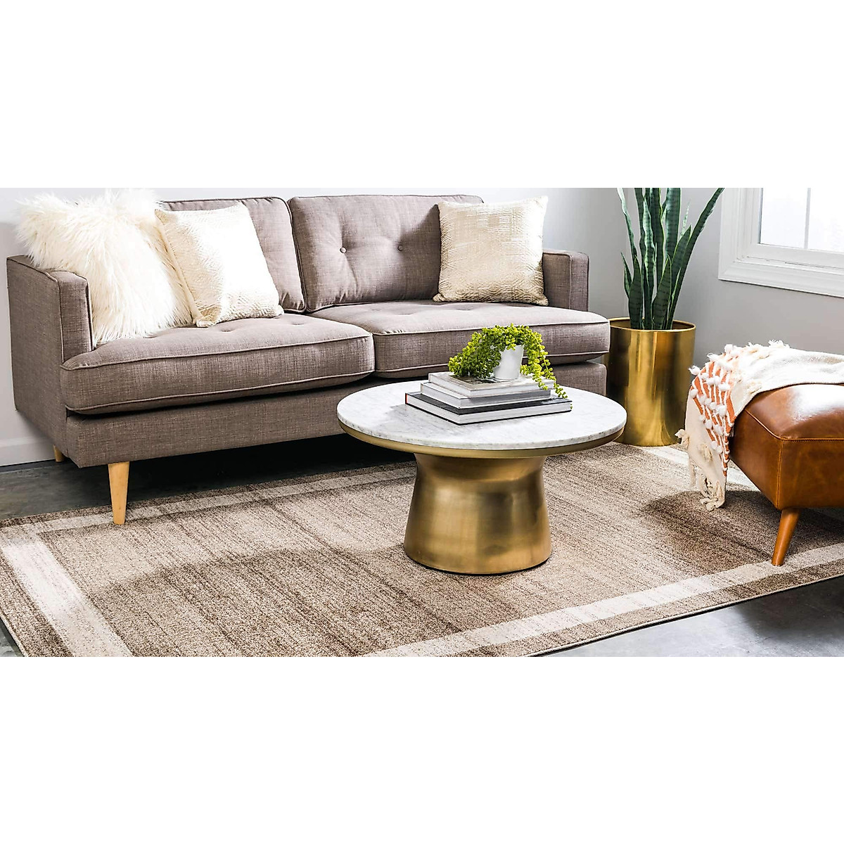 Unique Loom Del Mar Collection Area Rug - Maria (2' 2" x 3' 1" Rectangle, Light Brown/ Ivory)