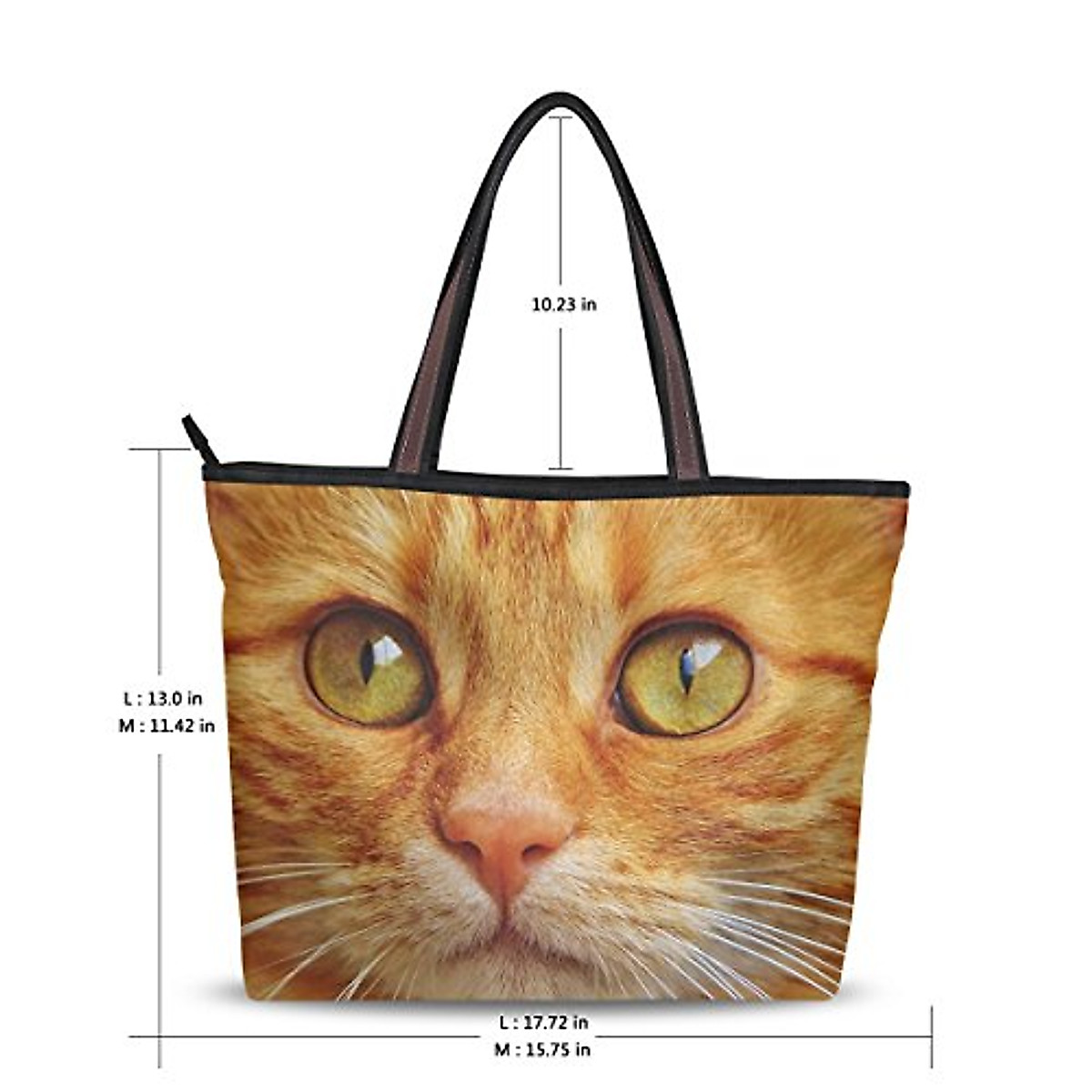 Tote Bag Cat Shoulder Handbag Travel Beach Bags With Zipper