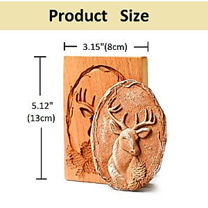 Wooden Cookie Molds, Carved Wooden Biscuit Mold Baking Cookie Mold Wooden Kitchen Cookie Cutter Embossing Press Molds Gingerbread Mold DIY Baking Tools (Reindeer)