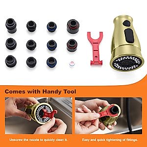 Kitchen Sink Faucet Head Replacement Part - 3 Modes for Kitchen Sink Sprayer Faucet Head, 13/16" Kitchen Pull Down Spray Head Nozzle, Brushed Nickel for G1/2 Connector, Male