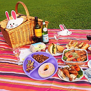 Cibeat Toddler Plates 3 Pack, 100% Silicone Suction Plates for Babies and Toddlers, Microwave and Dishwasher Safe, BPA Free, Divided Design, Pink & Yellow & Purple