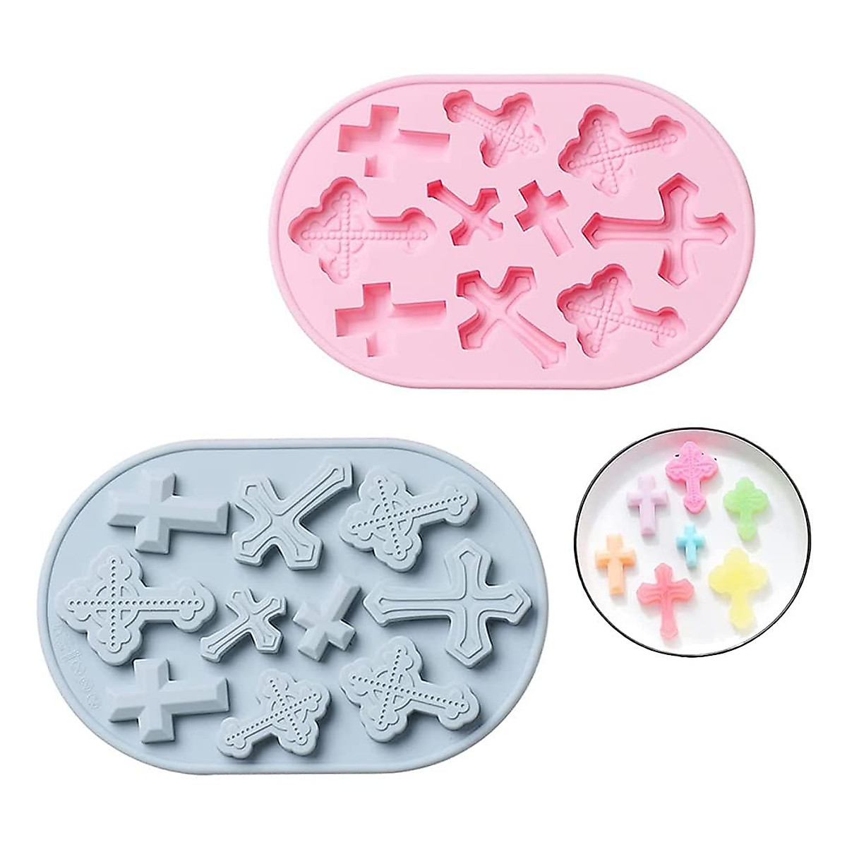 INKU 2 Pcs Christening Decorations Cupcake Cross Mold Christening Cross Mold Baptism Party Baby Fondant Mold Baptism Cupcake Cake Cross Mold Silicone for Baby Shower Wedding Party Supplies