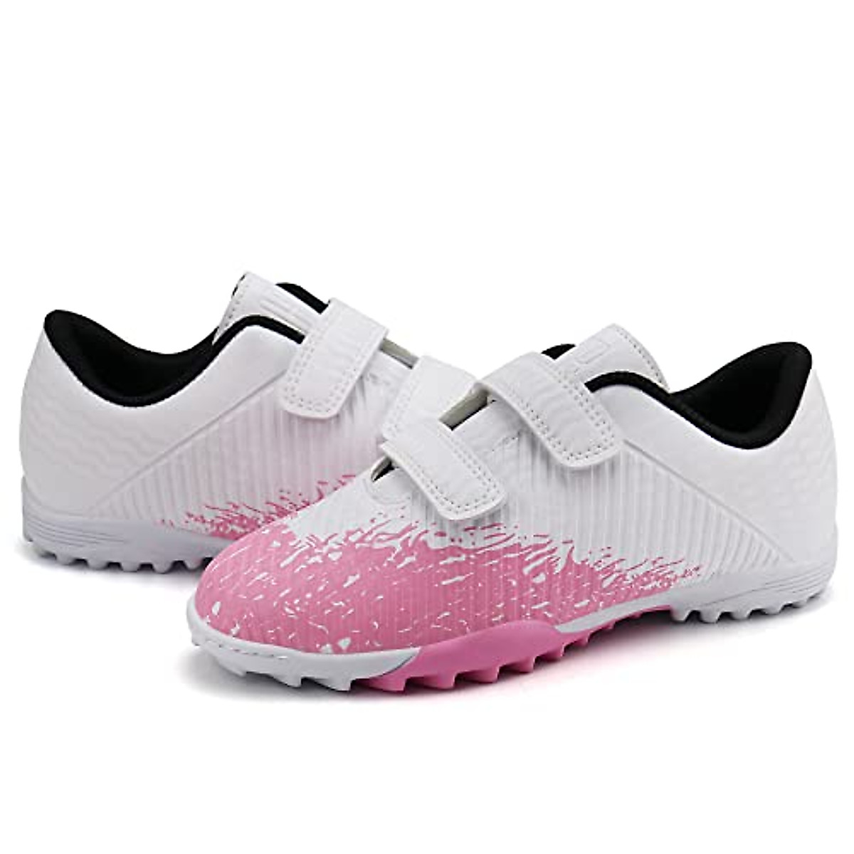brooman Kids Turf Soccer Shoes Boys Girls Football Shoes Indoor Soccer Shoes (1,White Pink)