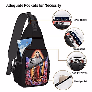 Virgin Mary Our Lady Of Guadalupe Cross Chest Bags Multipurpose Chest Bags Man'S Woman Diagonally Shoulder Bag