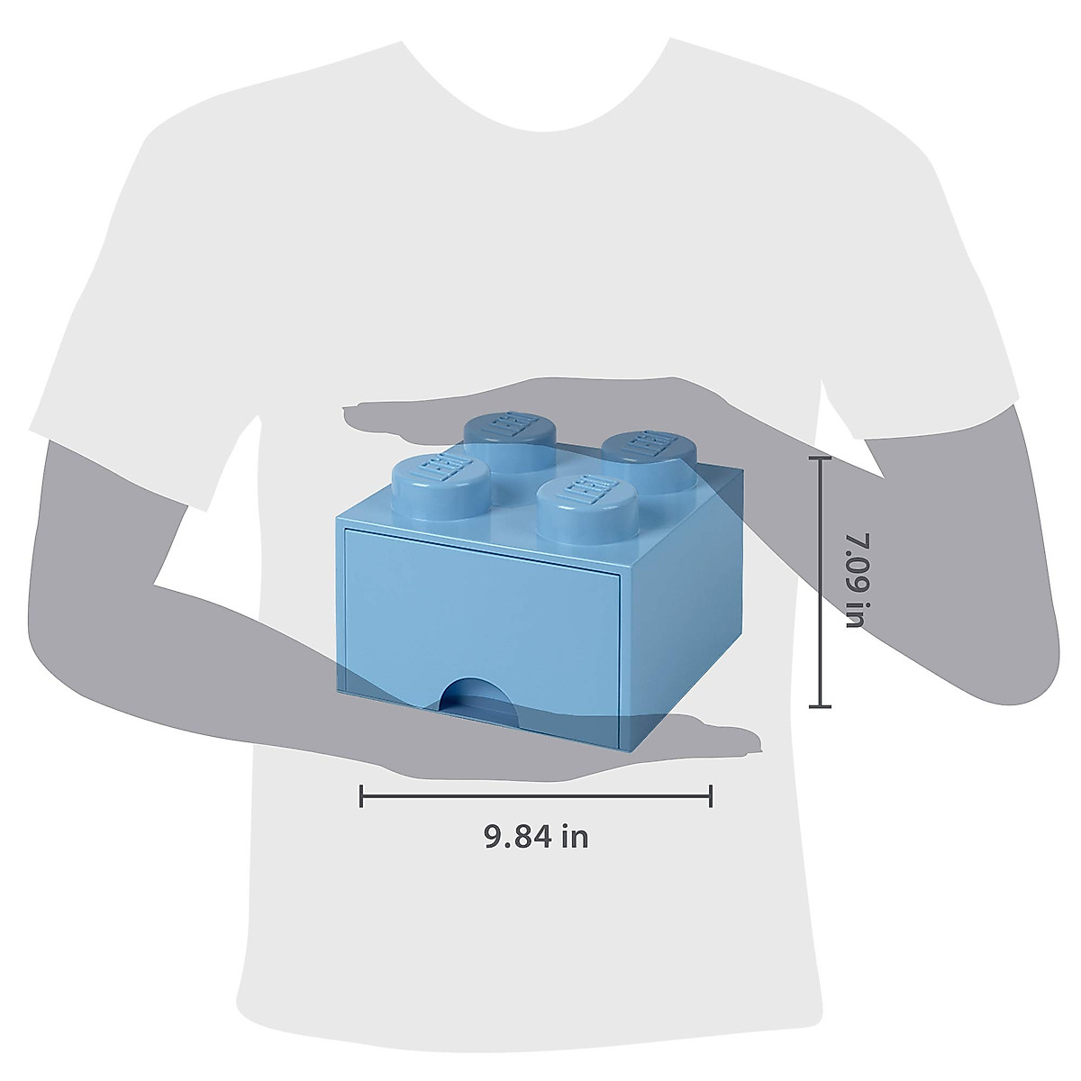 LEGO Brick Drawer, 4 Knobs, 1 Drawer, Stackable Storage Box, Light Royal Blue