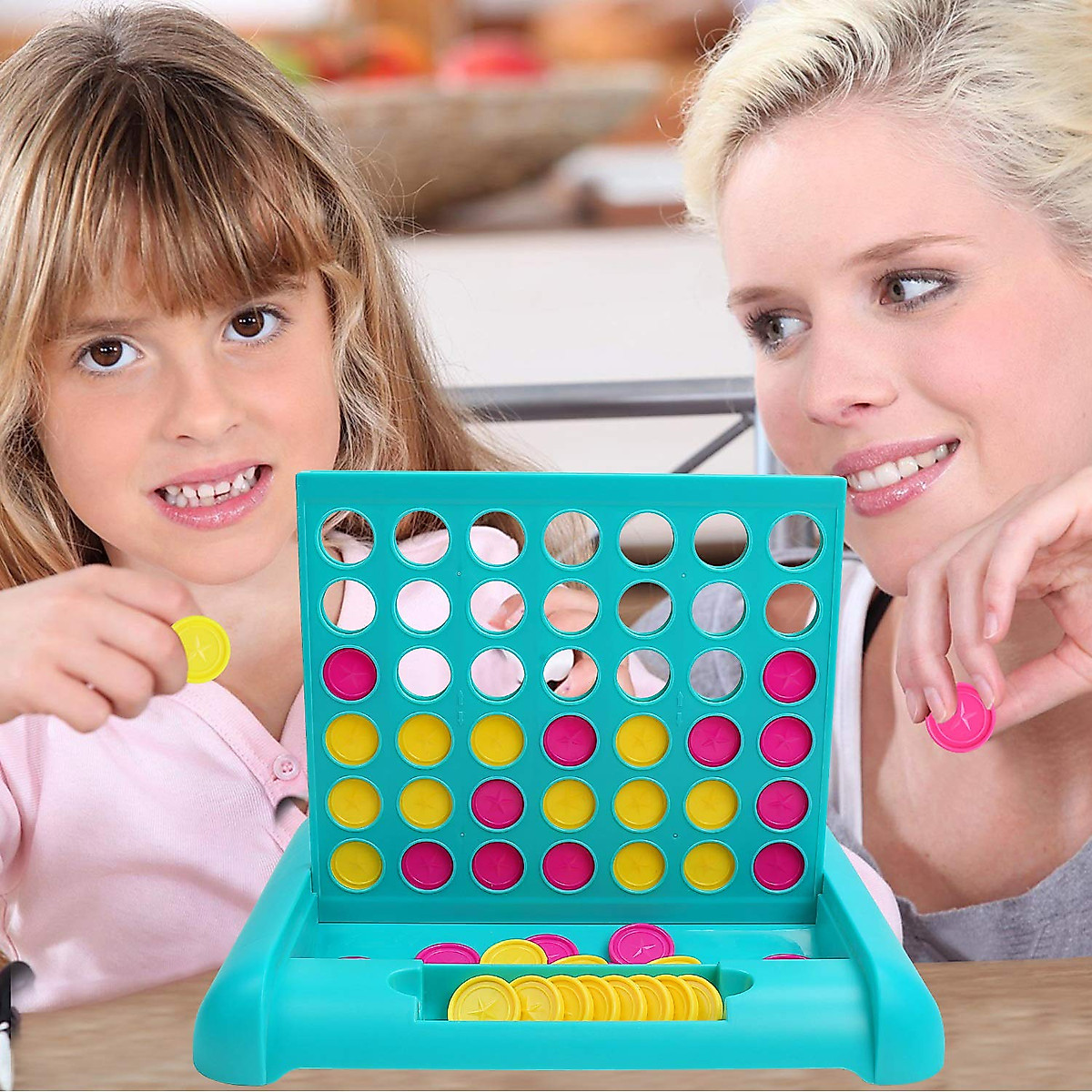 IAMGlobal 4 in a Row, Board Games, Four in a Row Game, Travel Size Line Up 4, Classic Family Toy for Kids and Family for Fun (Blue) (9.8 Inch)