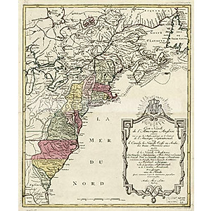 1776 Map| America|British|North America|United States| Carte Nouvelle de l'Amerique an