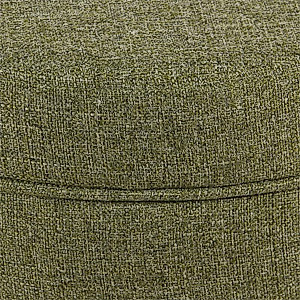 Homepop Home Decor | Upholstered Round Storage Ottoman | Ottoman with Storage for Living Room & Bedroom, Green Tweed