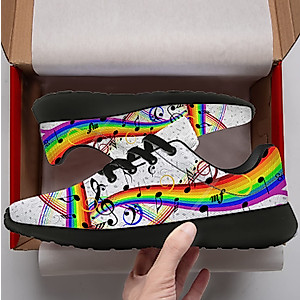 Music Themed Shoes Womens Mens Fashion Sneakers Walking Tennis Shoes Music Note Signs Rainbow Shoes,US Size 11 Women/9.5 Men
