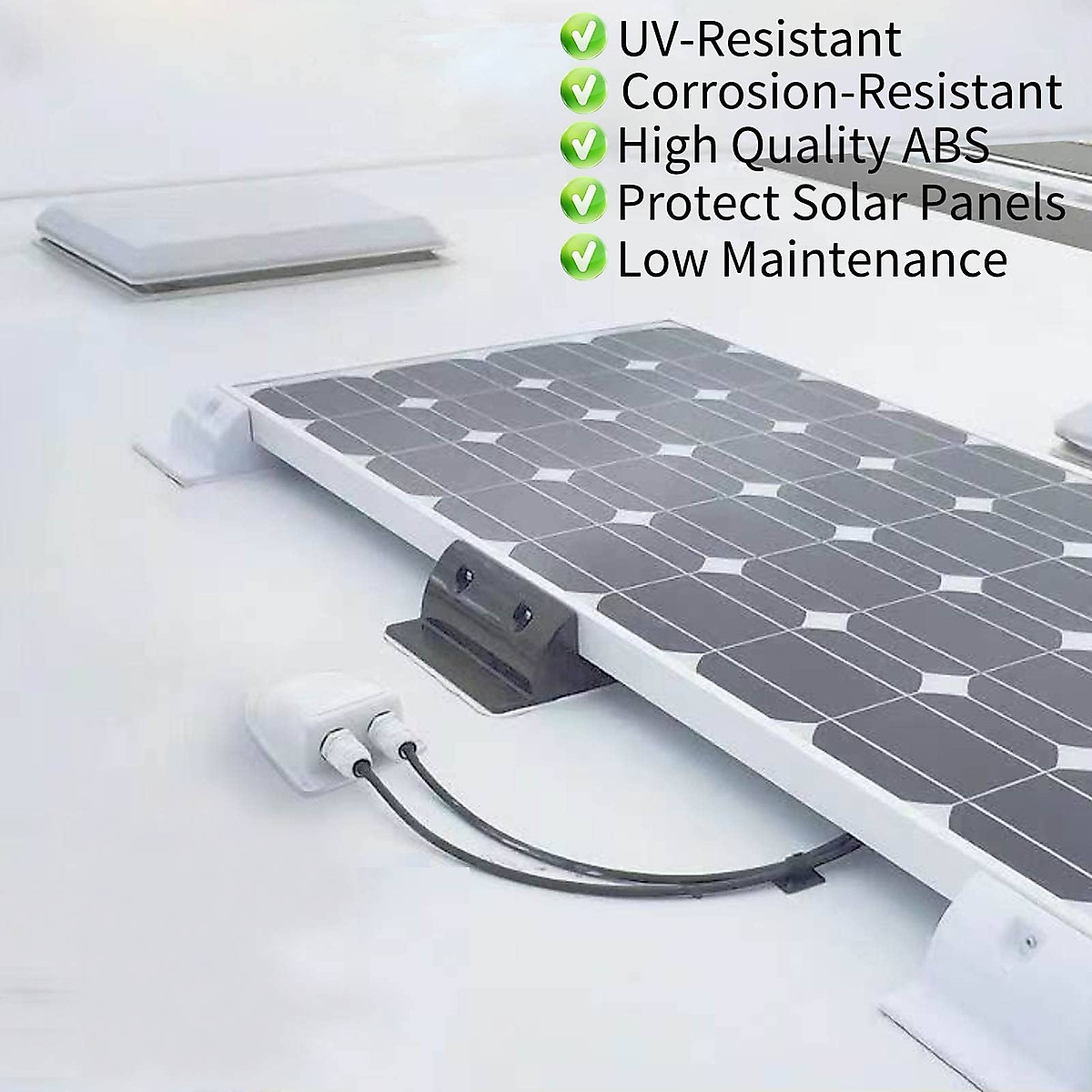 Qihengzhijia 10PCS Solar Cable Entry Gland Box,ABS Solar Panel Mounting Brackets Kit, 1 Automatic Wire Stripper, 14AWG Solar Extension Cable for RV, Boats, Caravans