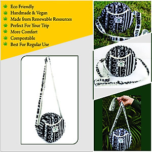 Handmade Circle Crossbody Purse Handbag Boho Zipper Shoulder Bag Round Cell Phone Purse (Black White)