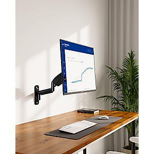 MOUNT PRO Single Monitor Wall Mount for 13 to 32 Inch Computer Screens, Gas Spring Wall Monitor Arm Holds Up to 17.6lbs, Full Motion Adjustable Wall Monitor Mount, VESA Mount 75x75, 100x100