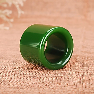 Oligage 22mm Chinese Green Jade Ring Thumb Ring Jewelry Lucky Auspicious Domineering Men and Women Ring Jade Fine Jewelry