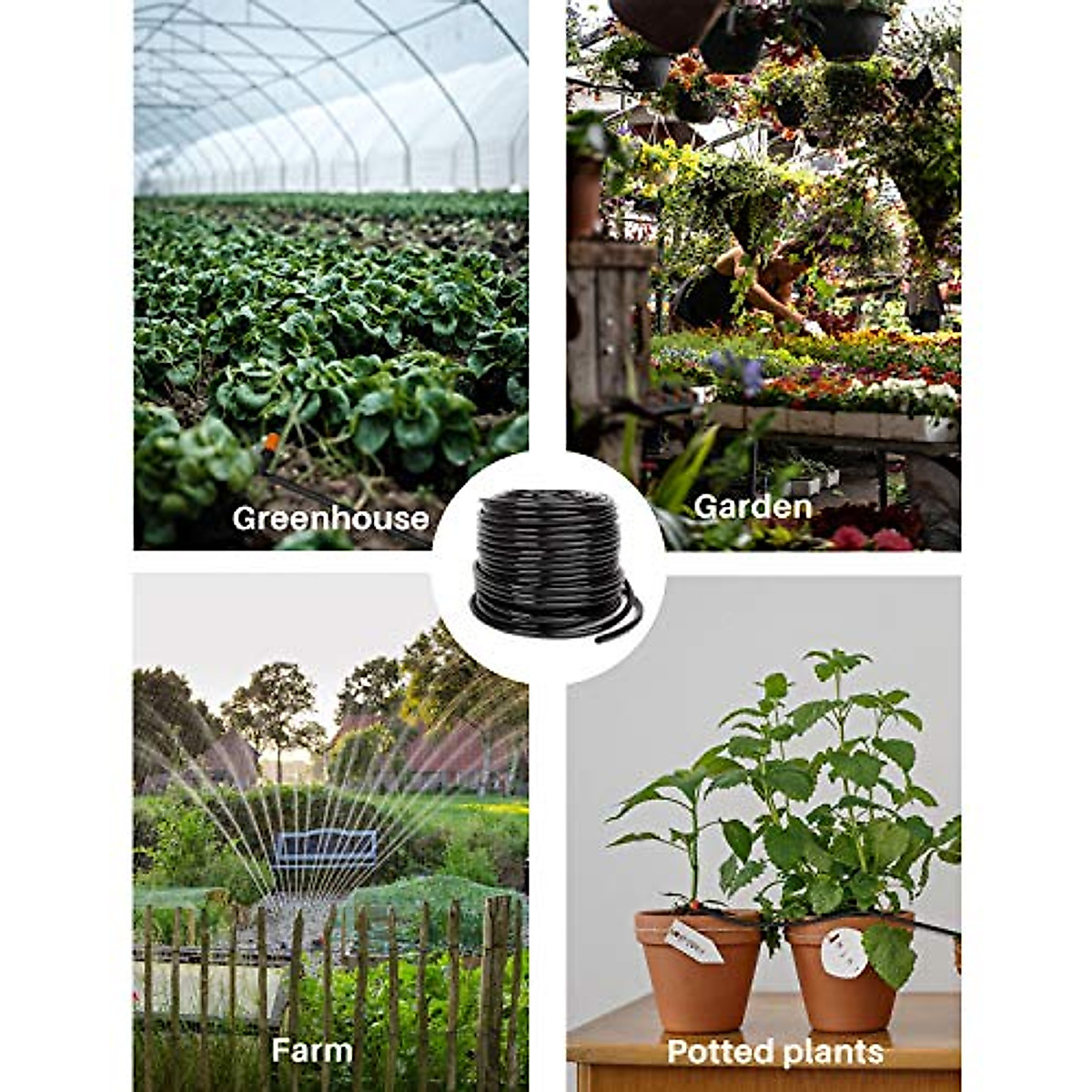 MoHern Drip Irrigation Tubing, 100 Feet 1/4 Inch Drip Line Irrigation Hose with 20 Pcs Drip Irrigation Parts, Drip Irrigation Kit