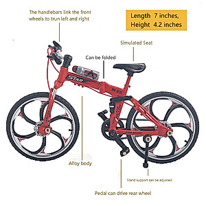 Ailejia Finger Racing Bicycle Mountain Bike Cake Topper Mini Dirt Bike Bicycle Model Cool Boy Toy (Red)