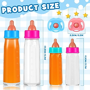 7 Pcs Disappearing Doll Feeding Set Baby Doll Bottles Milk and Juice Bottles with Toy Pacifier Baby Doll Accessories Doll Bottle Toy for Doll Accessories