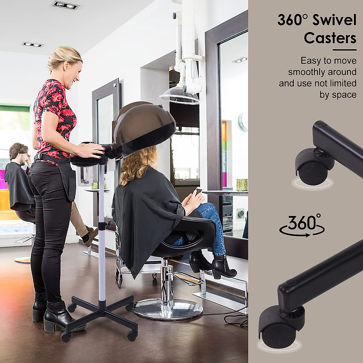 Icoget Standing Hair Steamer for Nature Black Hair, Hooded Heating Steam Cap for Deep Conditioning w/Adjustable Height and Angle, Hot Mist for Hydration and Color Processor, Home Salon Use