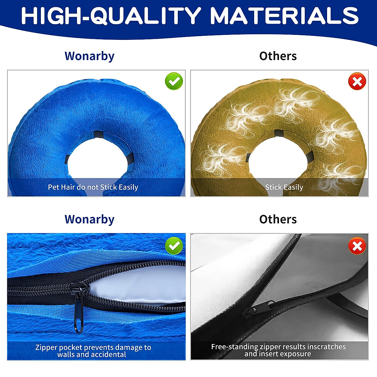 Dog Cone Collar for After Surgery - Soft Dog Cones for Medium Dog and Cats- Inflatable Elizabethan Dog Cone Collar Alternative - Adjustable Recovery Collar for Pets - Blue - Medium(Neck 9"-12")