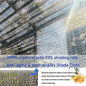 YEKUYEKU Sunblock Shade Cloth 70% Shade Net Greenhouse Covers 10ft x 10ft Fabric Mesh Tarp Sunshade Sunscreen UV Resistant Netting with Grommets for Garden Patio Lawn Plant Parking Yard or Kennel