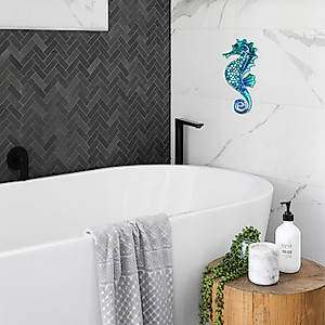 HONGLAND 2 Pack Metal Wall Art Seahorse Wall Decor Coastal Wall Sculptures Beach Theme Wall Decoration for Home,Garden,Fence 12 inch