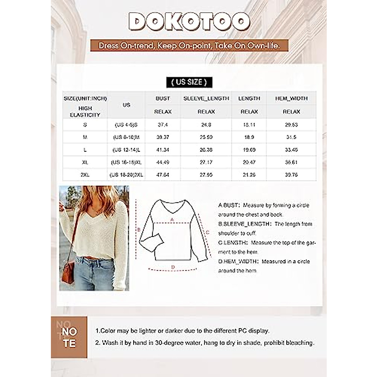 Dokotoo Solid V Neck Cropped Sweaters for Women Fall Casual Long Sleeve Knitted Pullover Jumper Tops Red Medium
