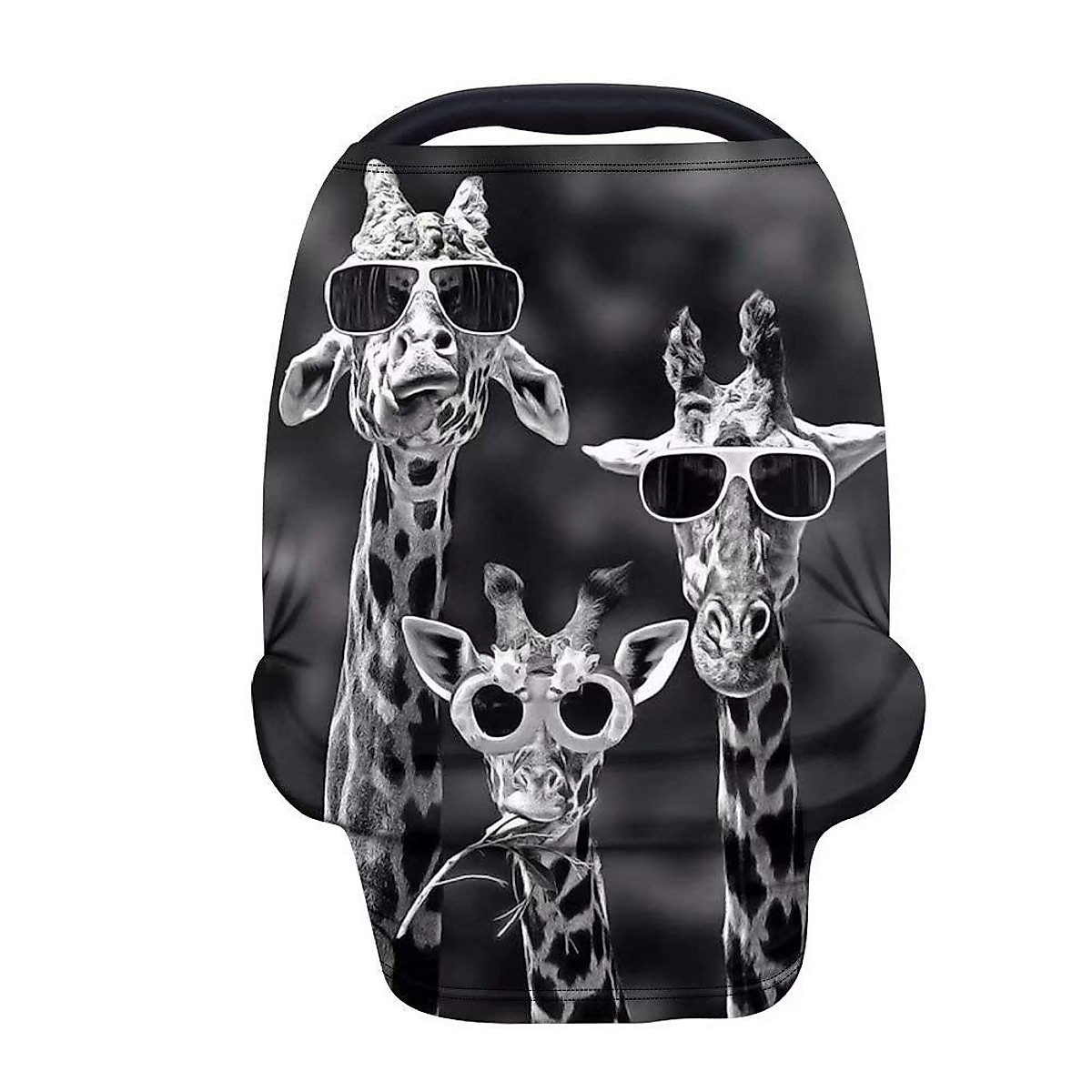 GOSTONG Funny Giraffe Family Streathy Nursing Cover for Breastfeeding,Baby Car Seat Cover,Infant Carseat Canopy Covers, Breastfeeding Cover Scarf, Multi-Use Stroller/High Chair Cover, Baby Shower