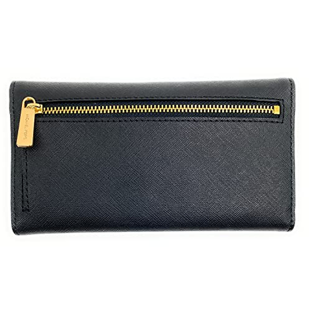 Michael Kors Women's Jet Set Travel Large Trifold Wallet (Black/Gold)