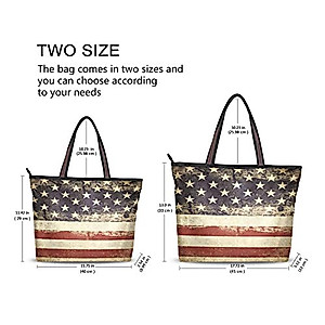 QMXO American USA Flag Star Handbags and Purse for Women Tote Bag Large Capacity Top Handle Shopper Shoulder Bag