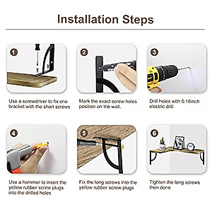 Canupdog Corner Floating Shelves Wall Mounted Set of 4, Wood Display Storage Floating Shelf for Living Room, Bedroom, Bathroom, Kitchen, Office