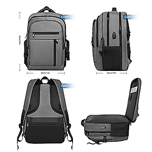 Lapsouno Extra Large Travel Backpack, Backpack, Laptop Backpack, Durable 17.3 Inch TSA Computer Backpack with USB Port, Anti-Theft Water Resistant Backpack Christmas Gifts for Men Women,Grey